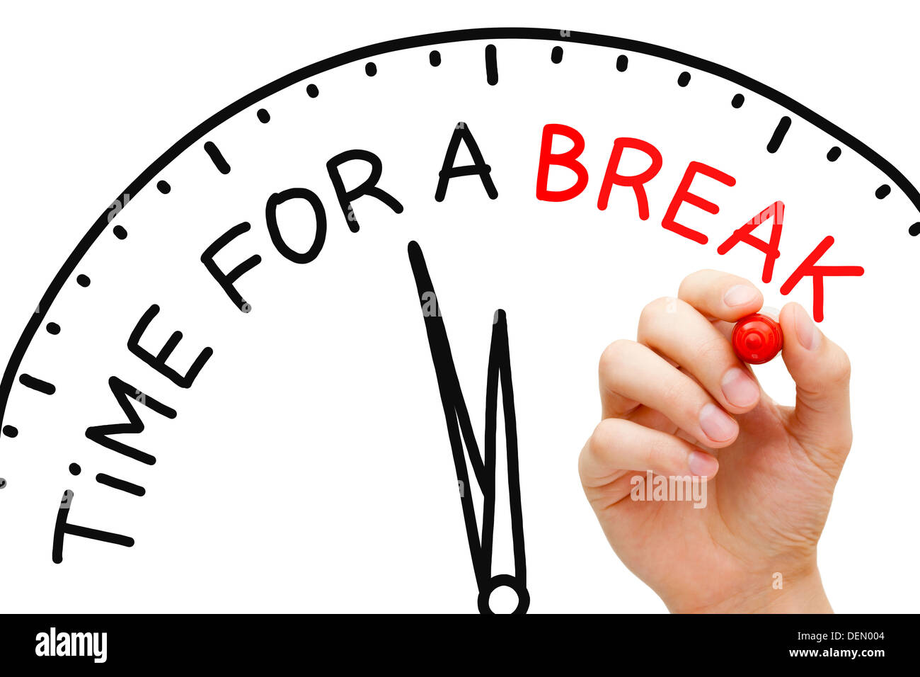 Hand writing Time for a Break concept with red marker on transparent ...