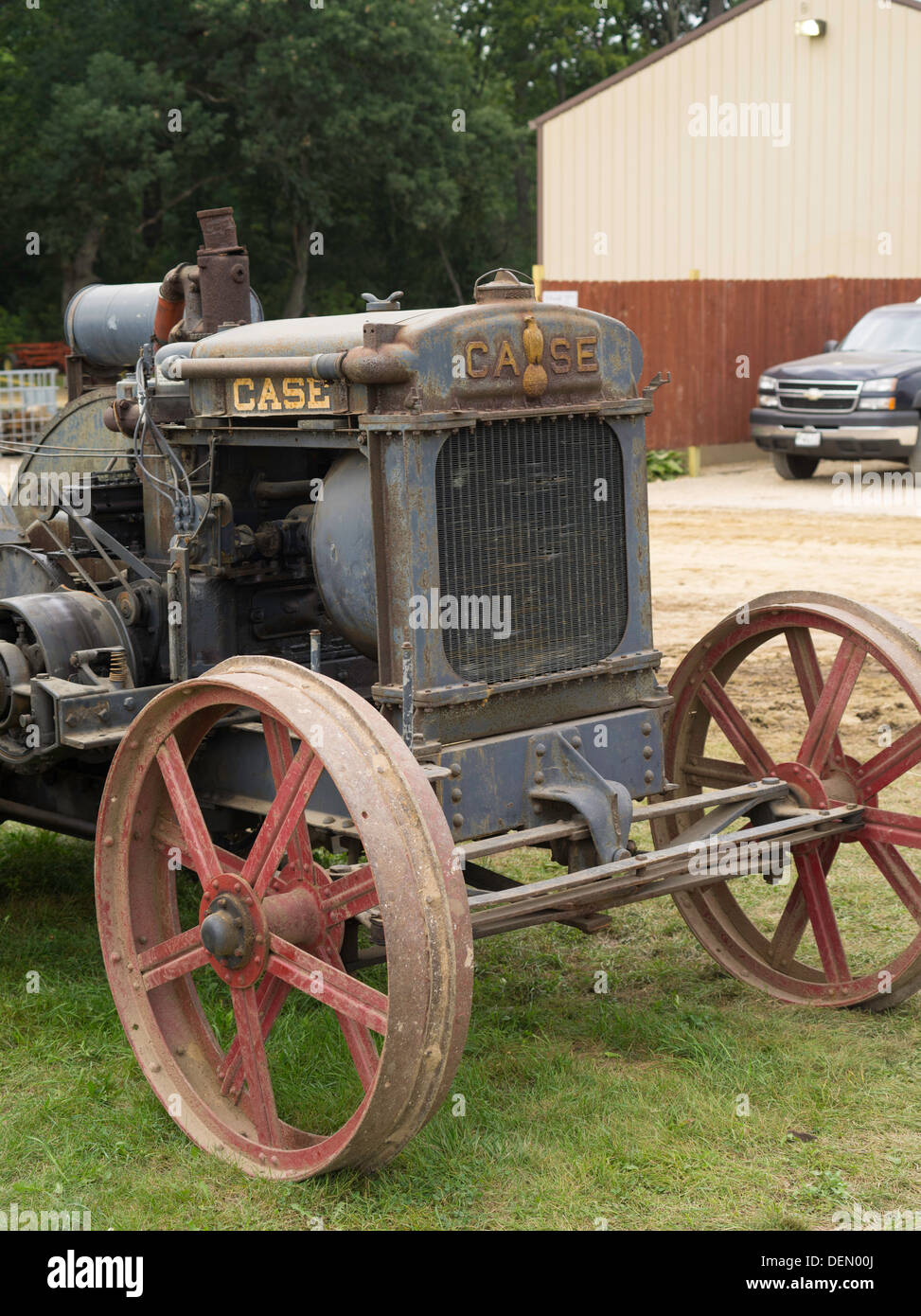Front view of an antique J.I. Case diesel tractor at the Rock River ...