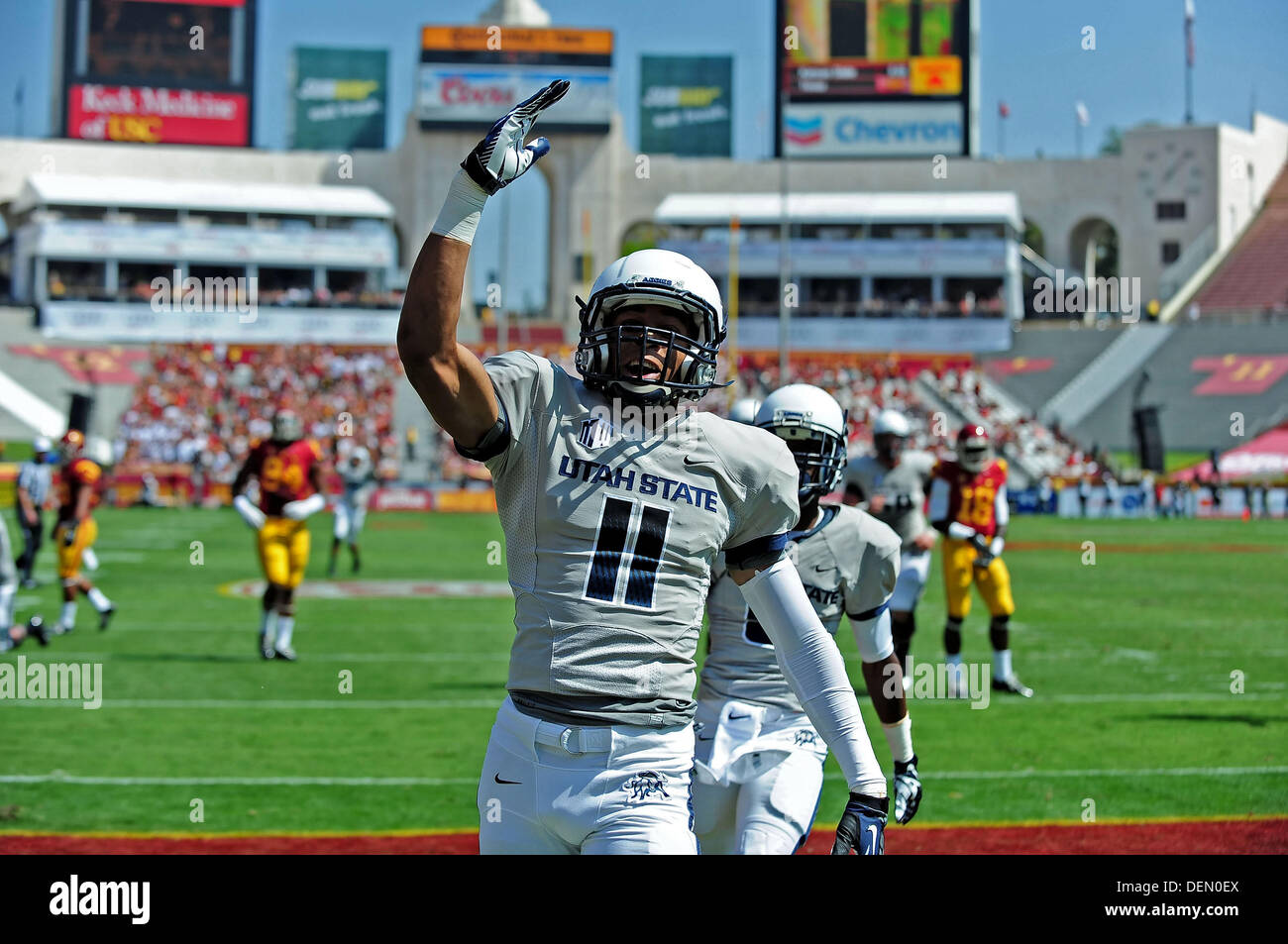 Los Angeles, CA. 21st Sep, 2013. Utah State Aggies wide receiver ...