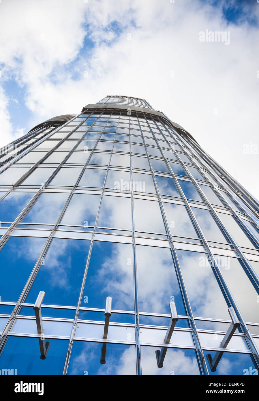 Reflections in mirrored facade in a modern building hi-res stock ...