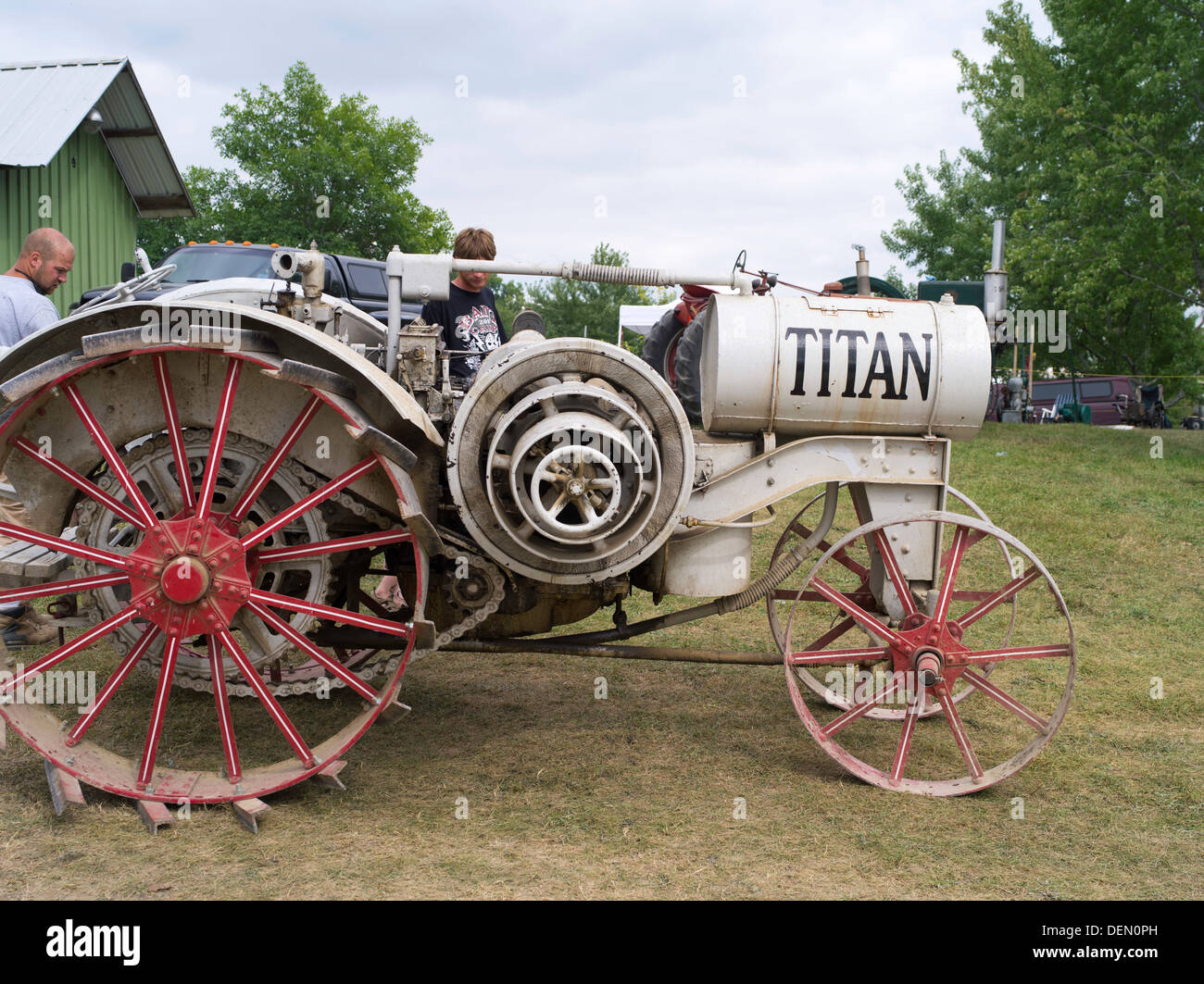 Side view of an antique Titan steam engine; Rock River Thresheree ...