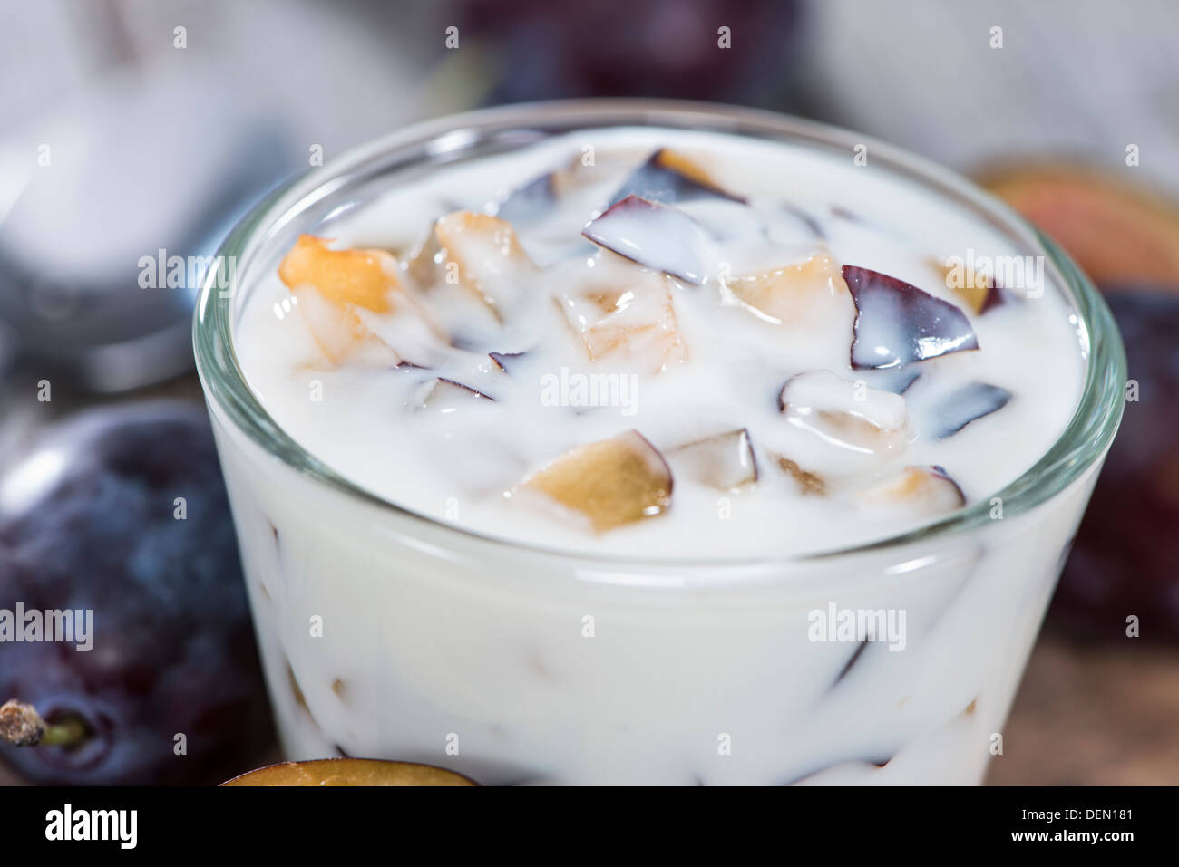 Fresh homemade Plum Yogurt with fresh fruits Stock Photo - Alamy