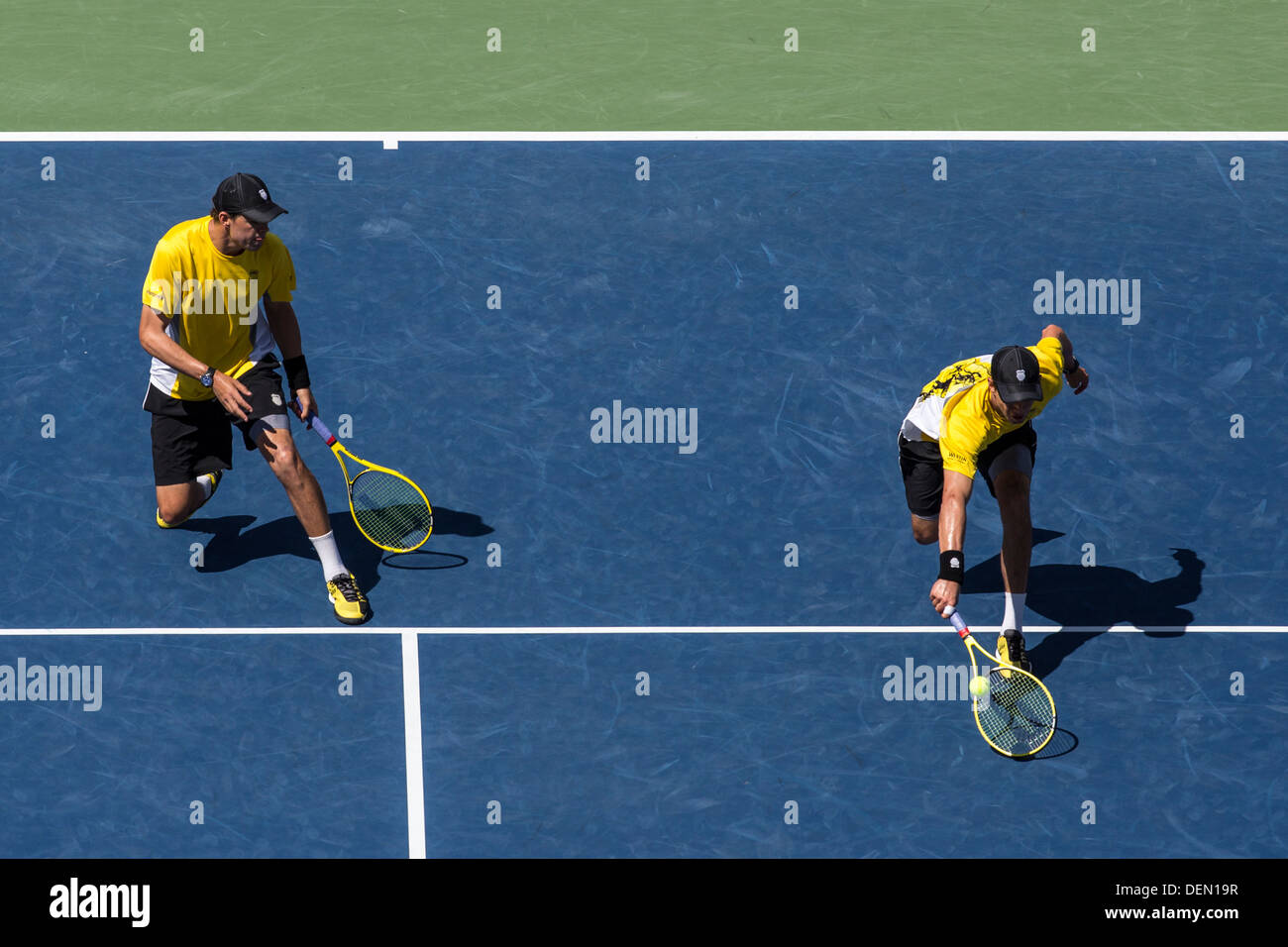 Bob Bryan and Mike Bryan competing in the Men's Doubles semifinals at ...