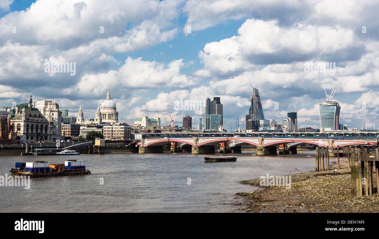 LONDON: New Skyline of London from South Bank view of st. Paul Stock ...