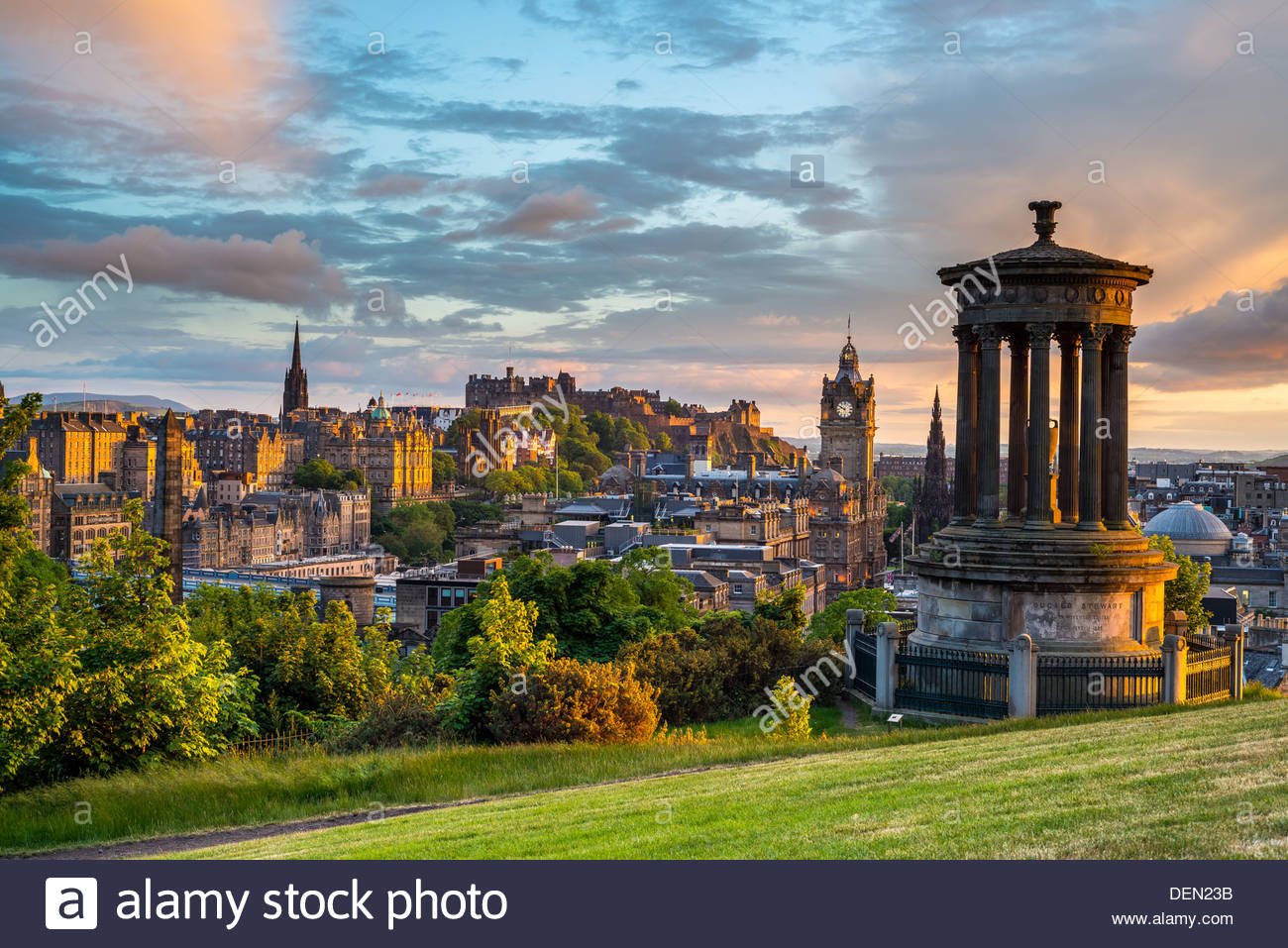 calton hill edinburgh scotland uk europe dugald stewart monument 1828 ...