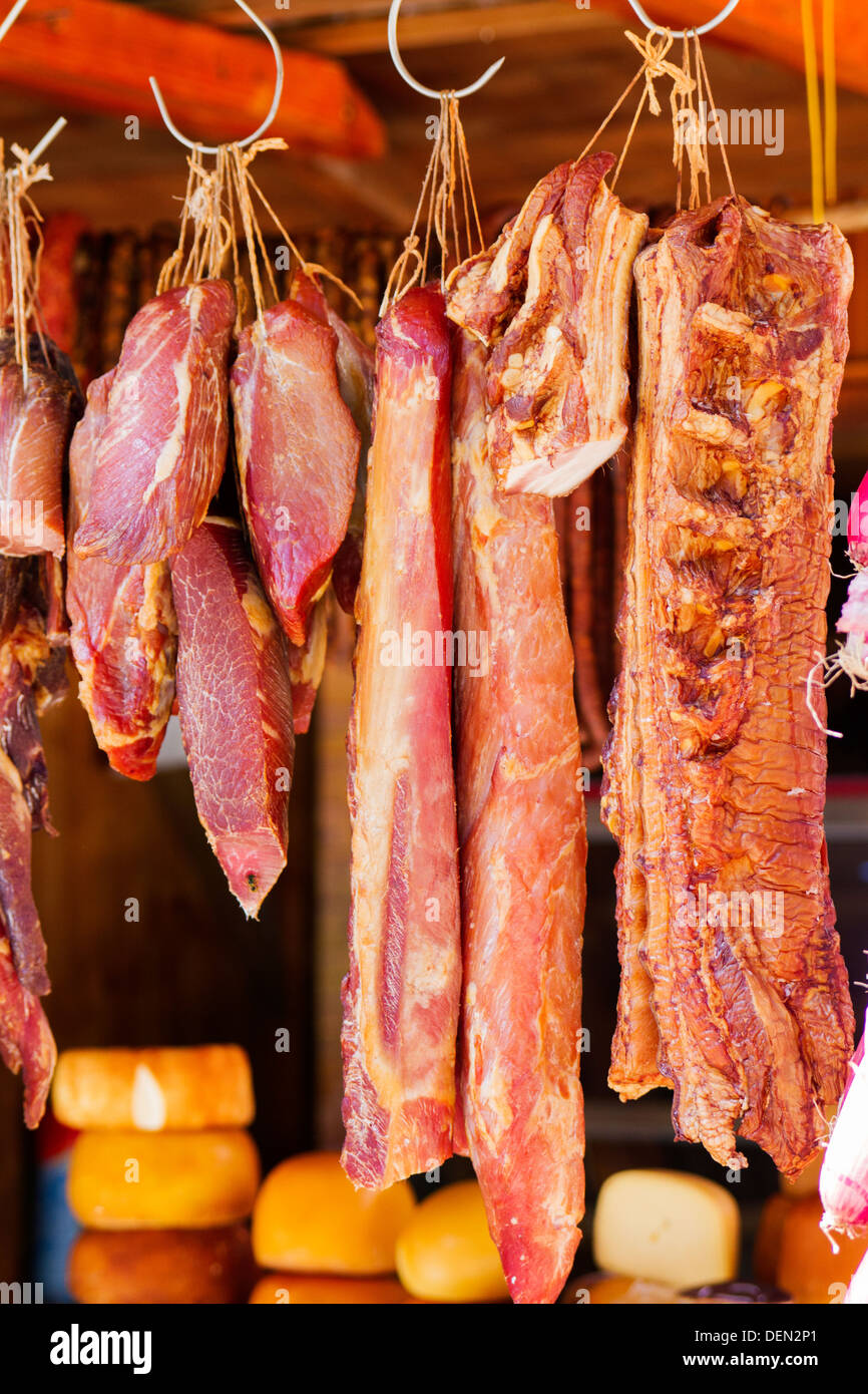 Romanian traditional organic ham and cheese Stock Photo - Alamy