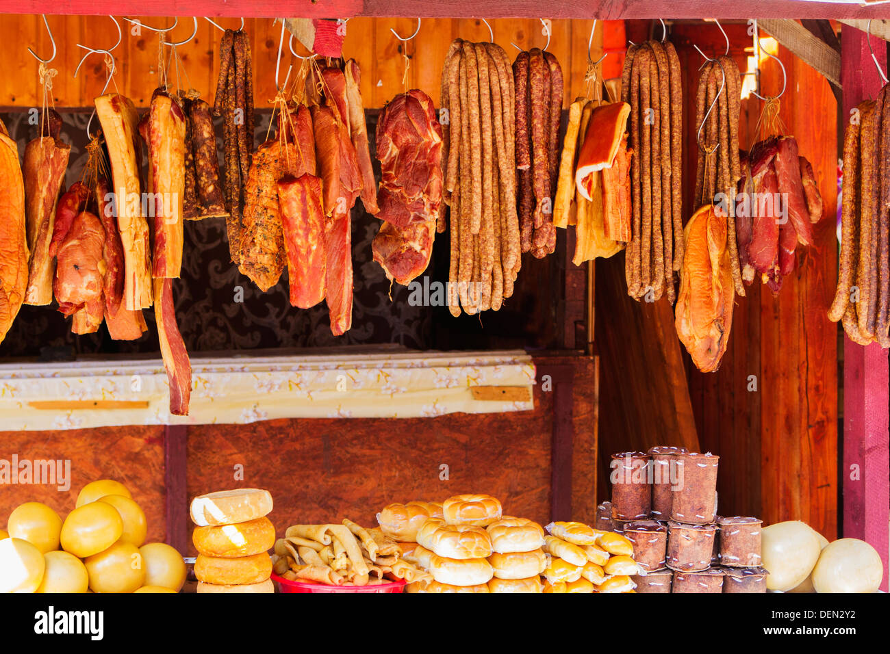 Romanian traditional organic ham and cheese Stock Photo - Alamy