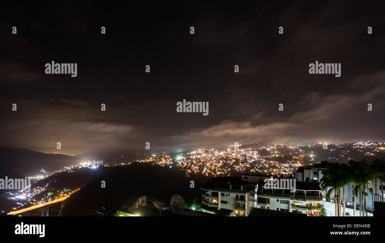 CARACAS - CIRCA 2013: Panorama of the city during the night with a ...