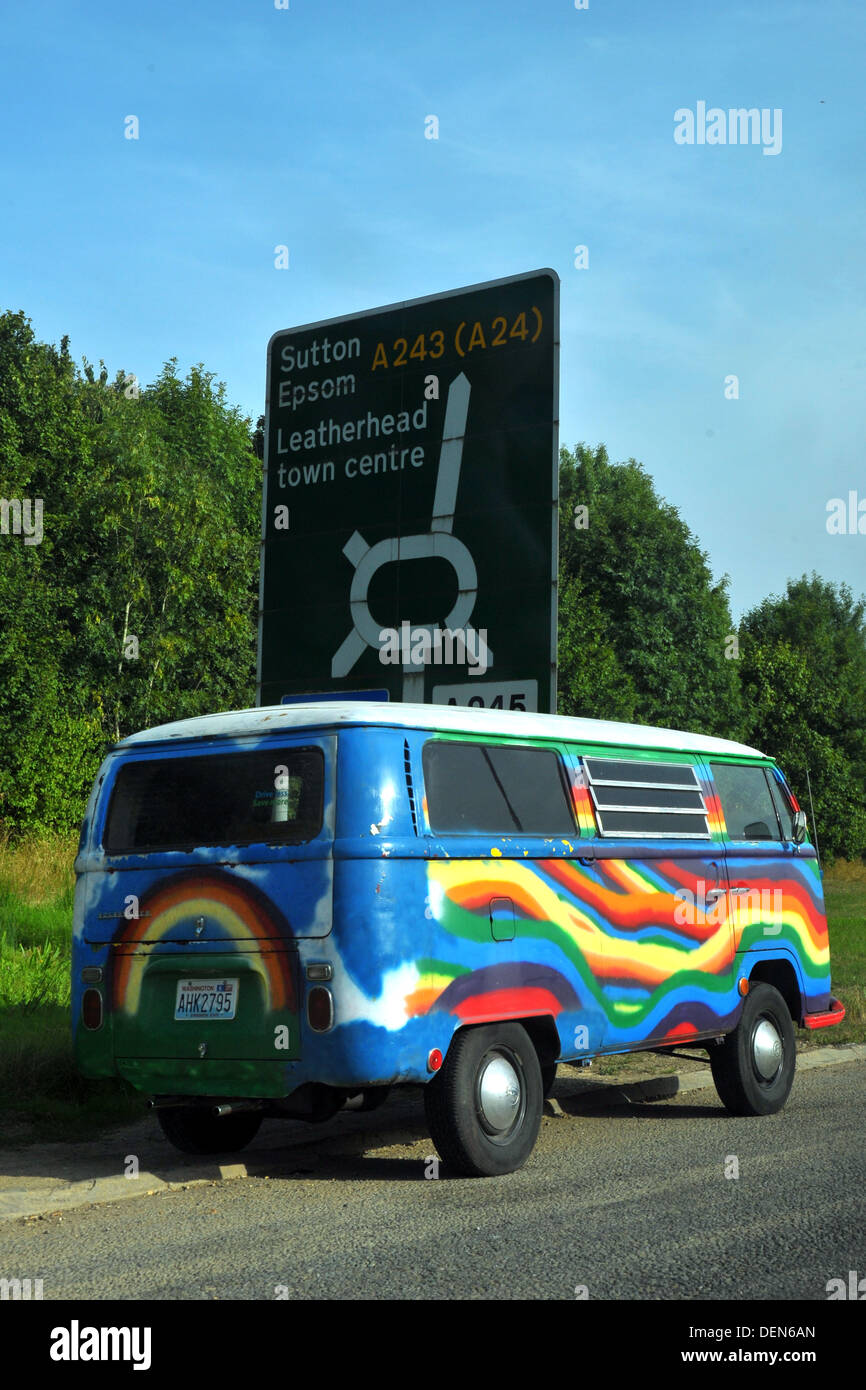 A British roundabout road sign directing traffic to South London and ...