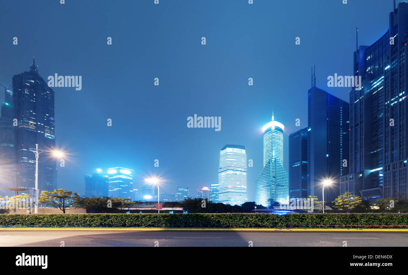 Shanghai Lujiazui Finance & Trade Zone modern city night background ...