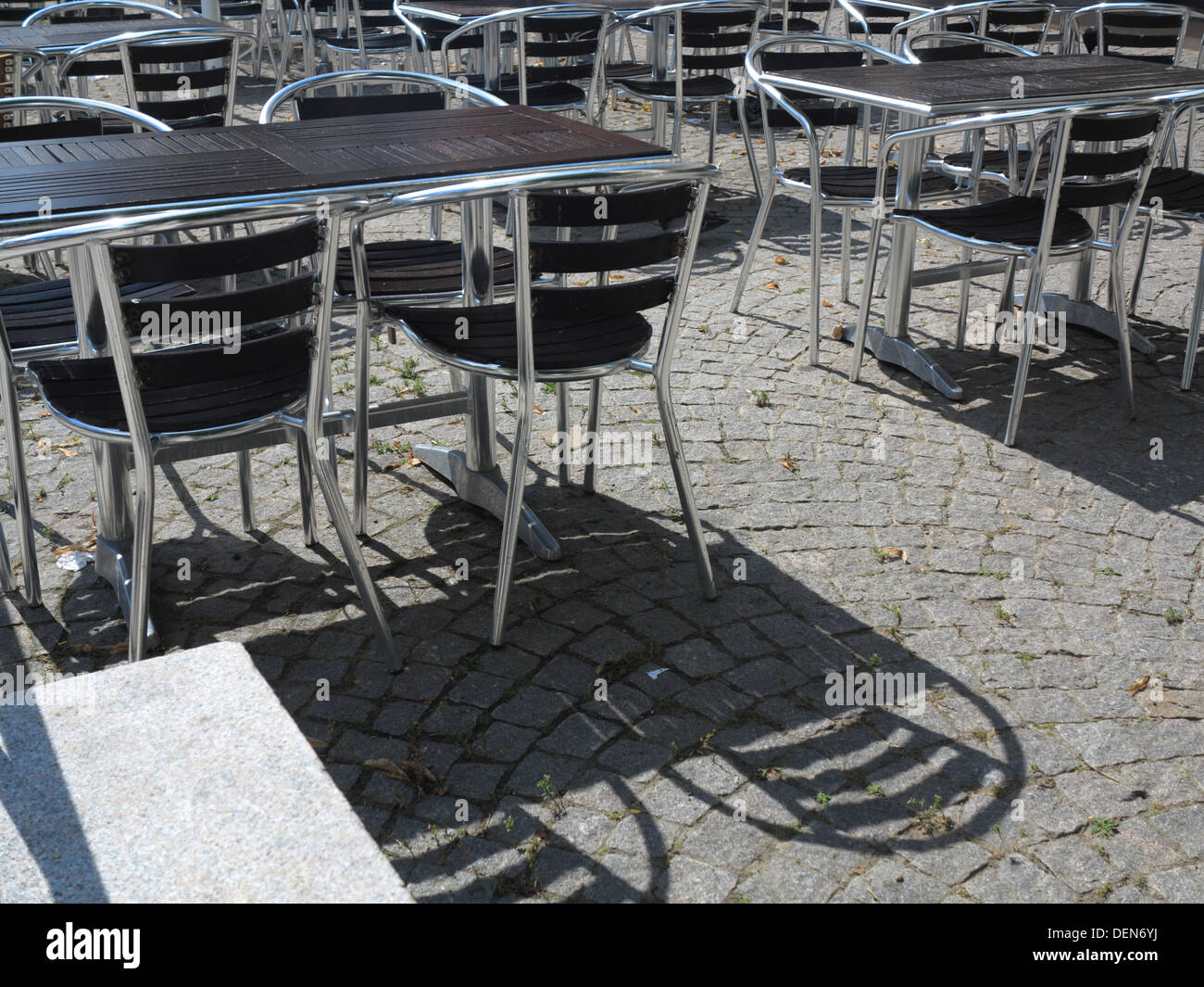 Outdoor restaurant coffee terrace open air cafe chairs with table ...
