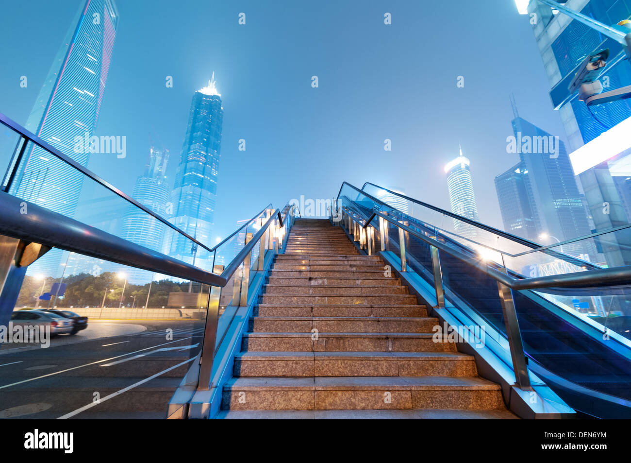 Shanghai Lujiazui Finance & Trade Zone modern city night background ...