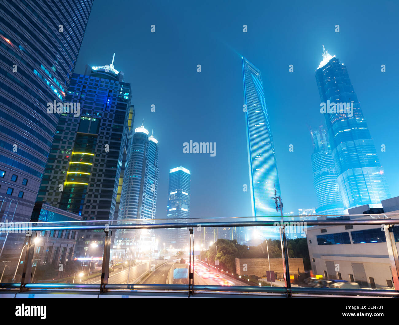 Shanghai Lujiazui Finance & Trade Zone modern city night background ...