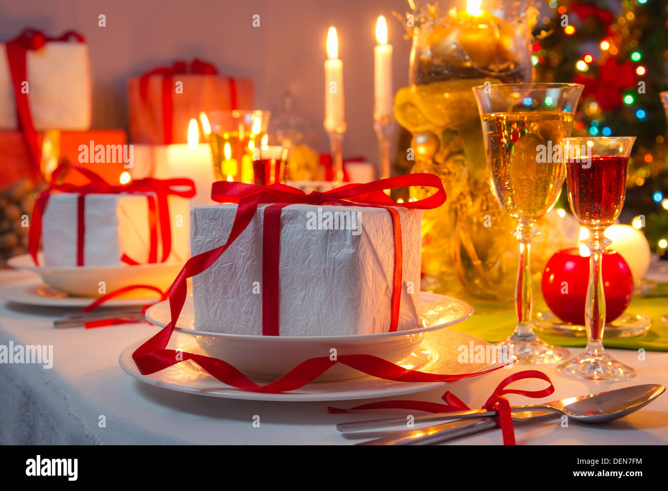 Christmas Eve dinner by candlelight Stock Photo - Alamy