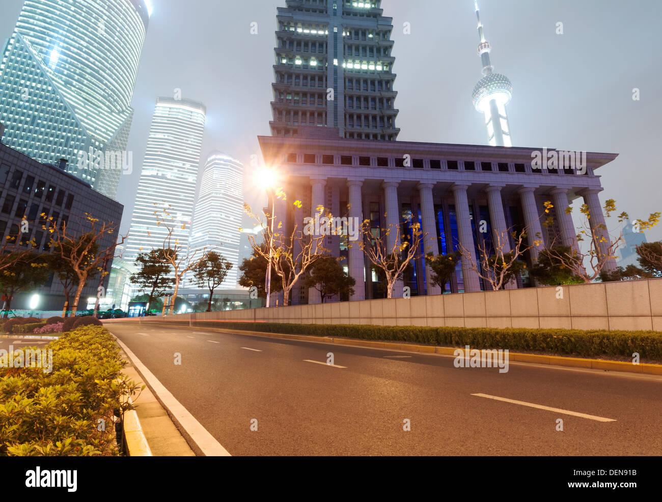 Shanghai Lujiazui Finance & Trade Zone modern city night background ...