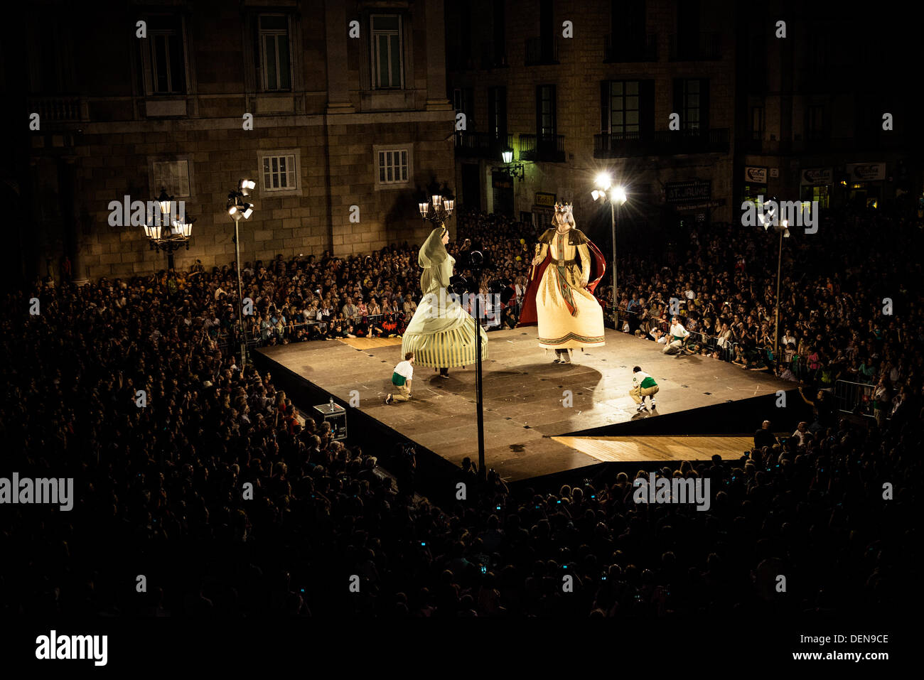 Barcelona, Spain. September 20th, 2013: The "Giants of Barcelona" dance ...
