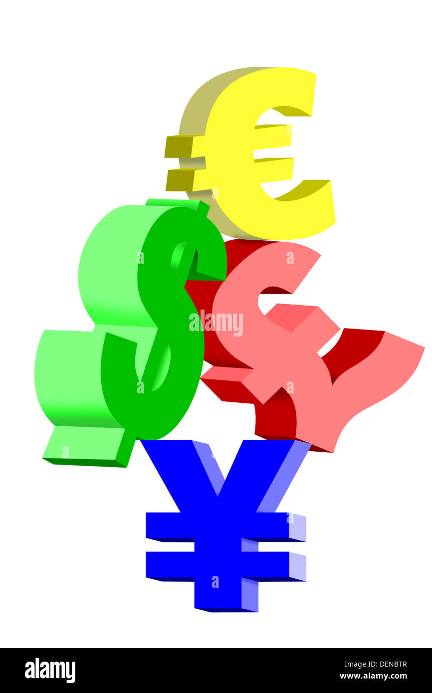 Pound, Euro, Dollar and Yen currency symbols Stock Photo - Alamy