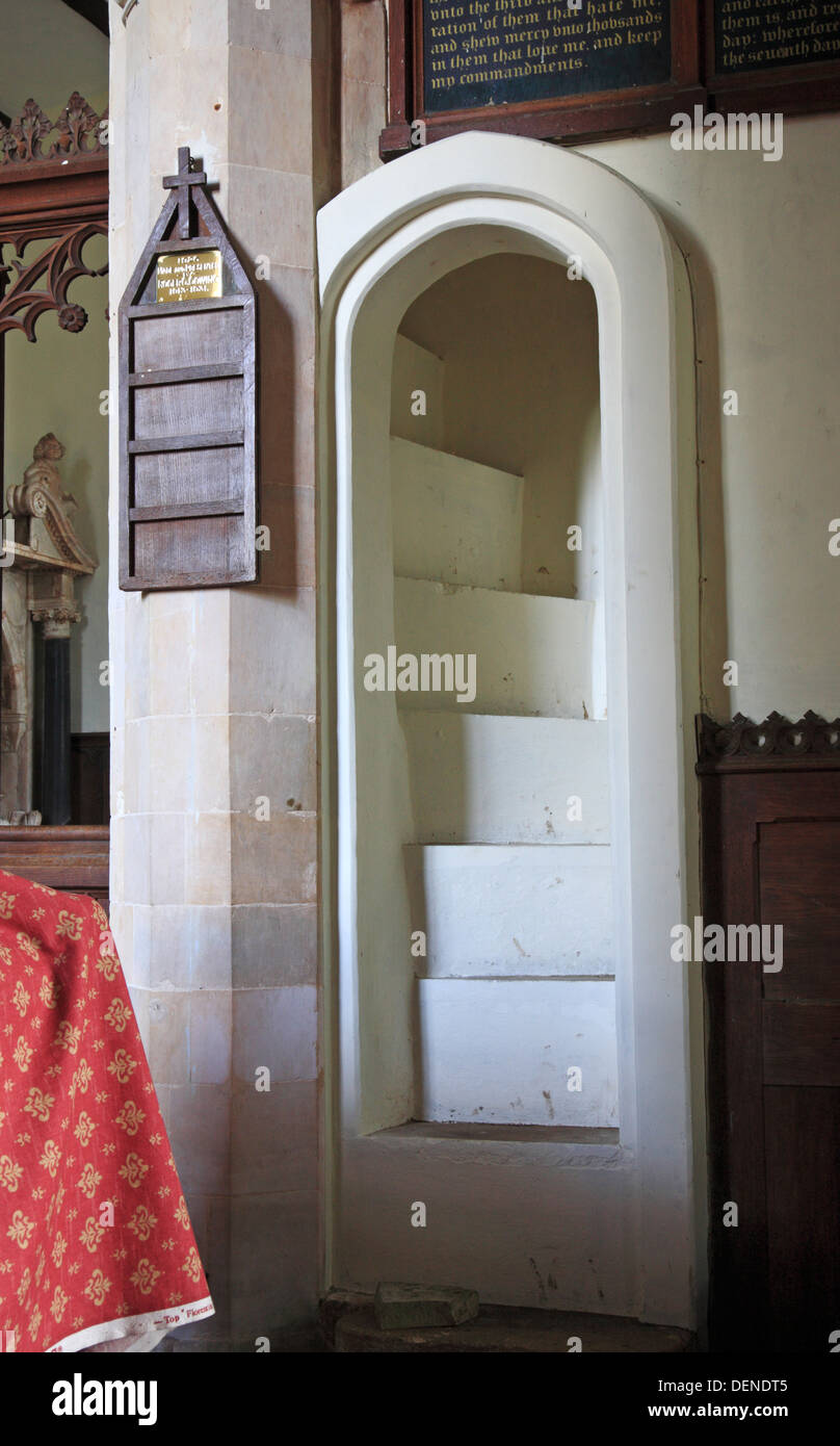 An old rood screen stairway in the parish church of St Peter at ...