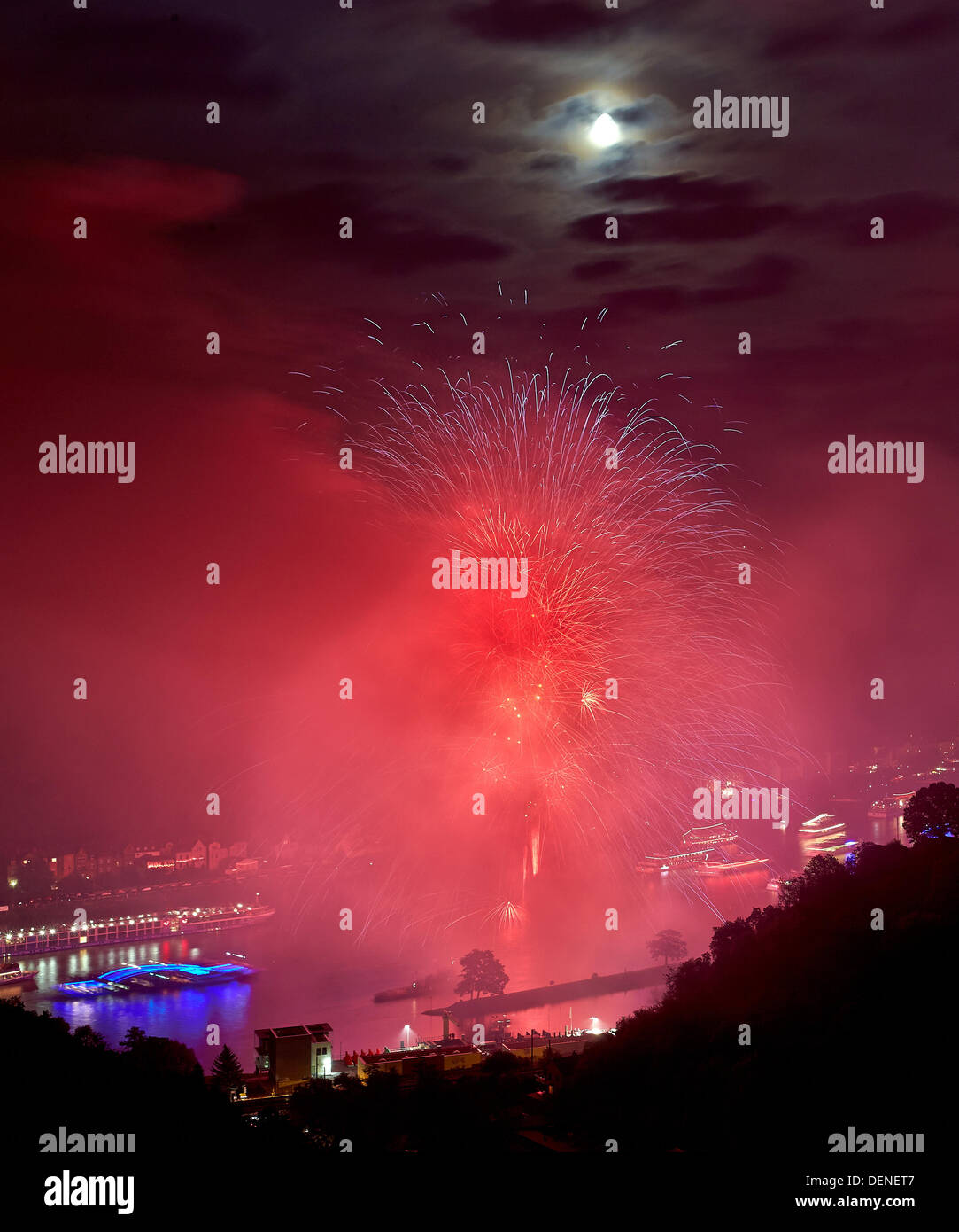 The large firework spectacle 'Rhein in Flammen' (lit: Rhine in Flames ...