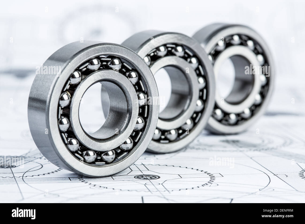 Technical drawings with the Ball bearings Stock Photo - Alamy