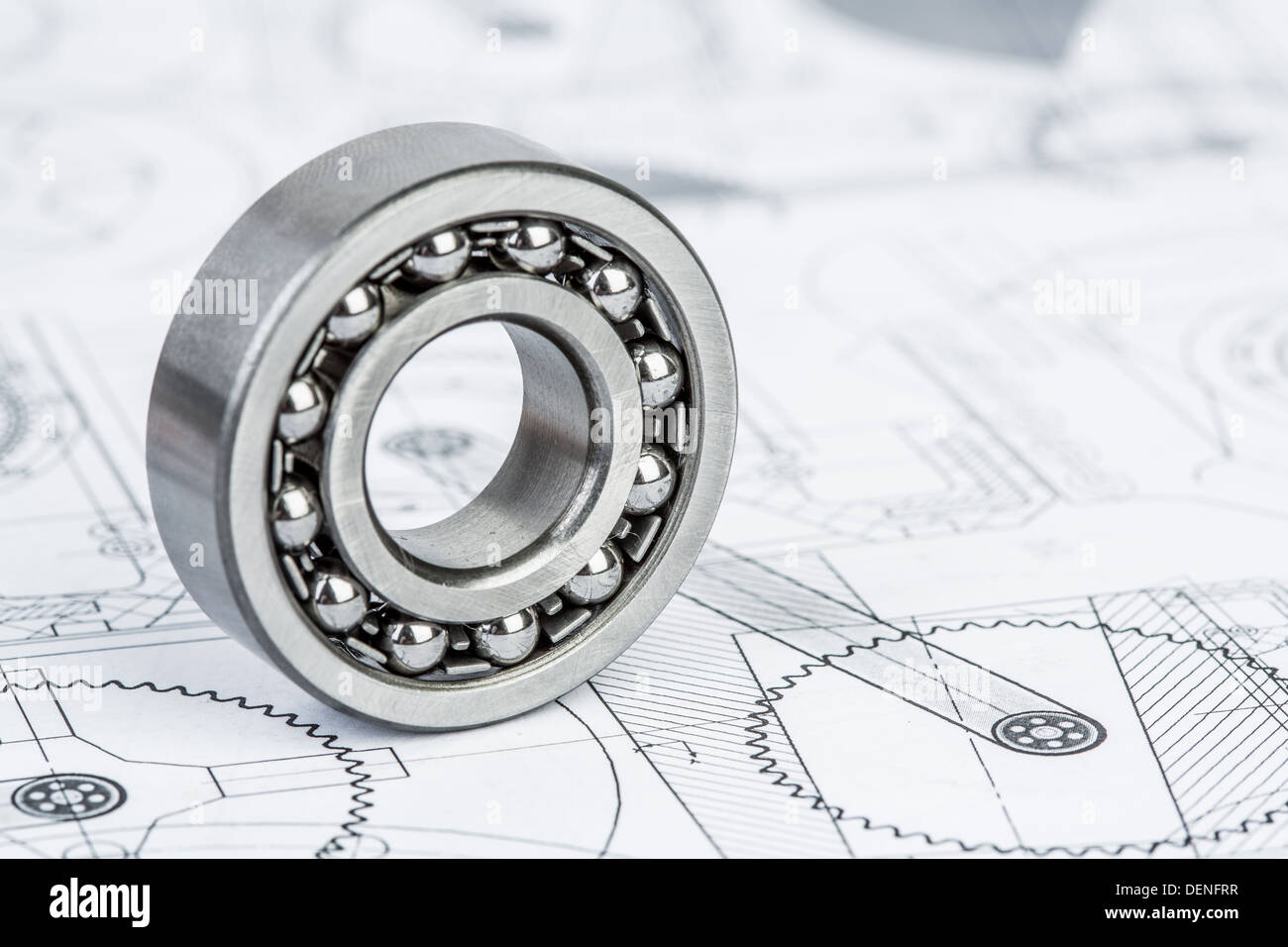 Technical drawings with the Ball bearings Stock Photo - Alamy