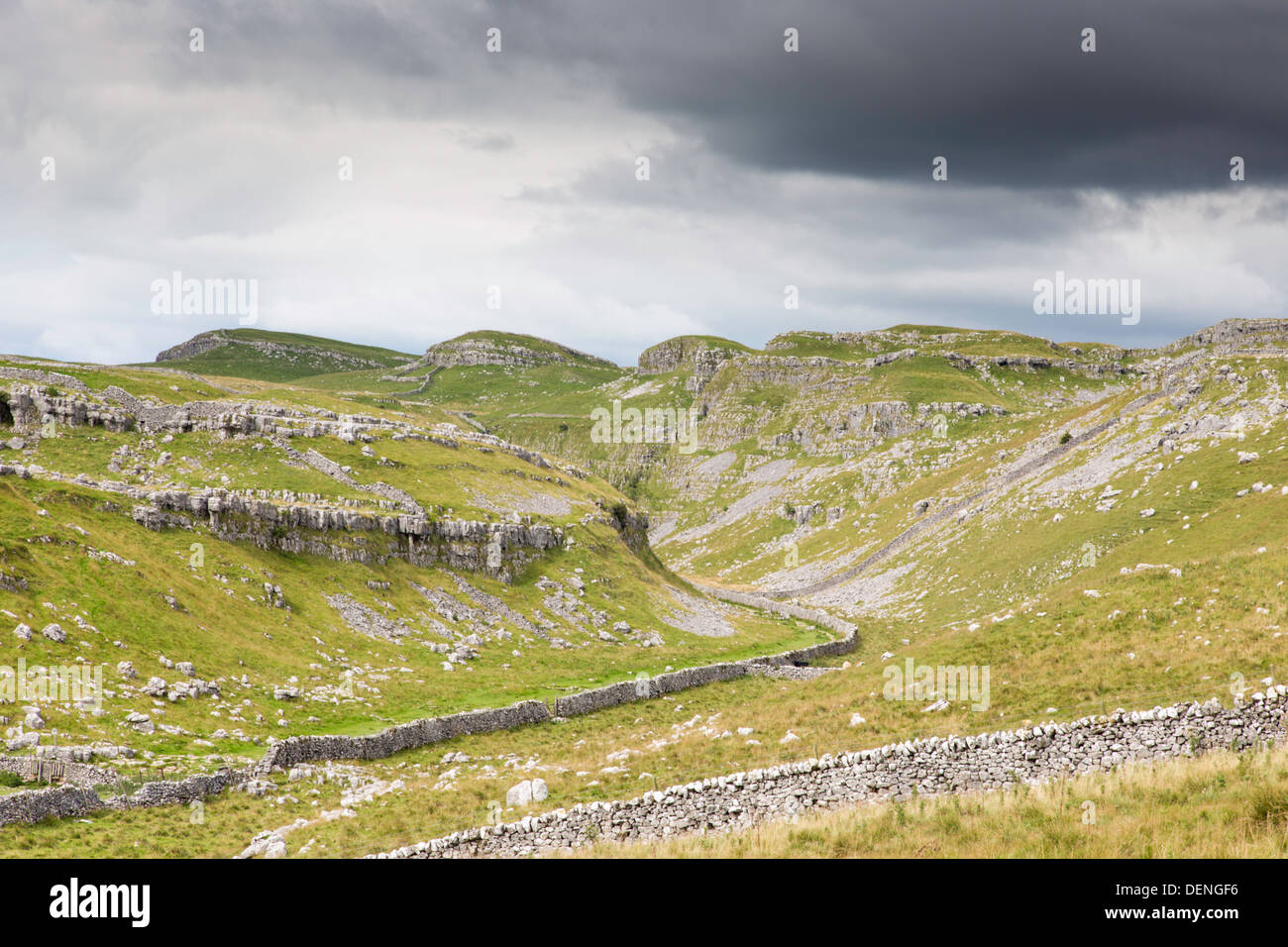 Malham Lings from above Malham Cove, Yorkshire Dales National Park ...