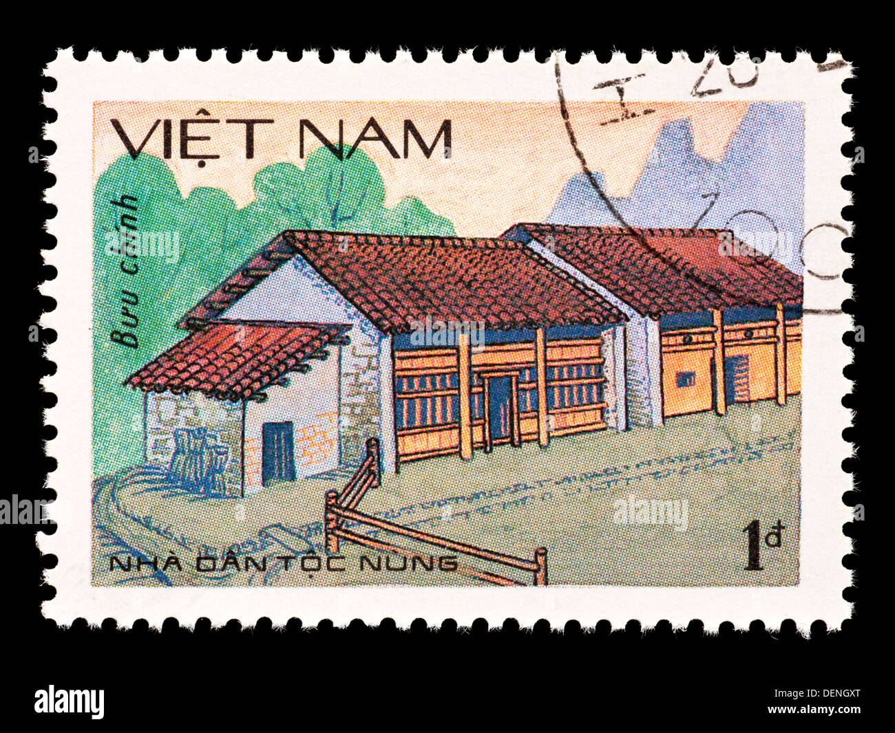 Postage stamp from Vietnam depicting a traditional house Stock Photo ...