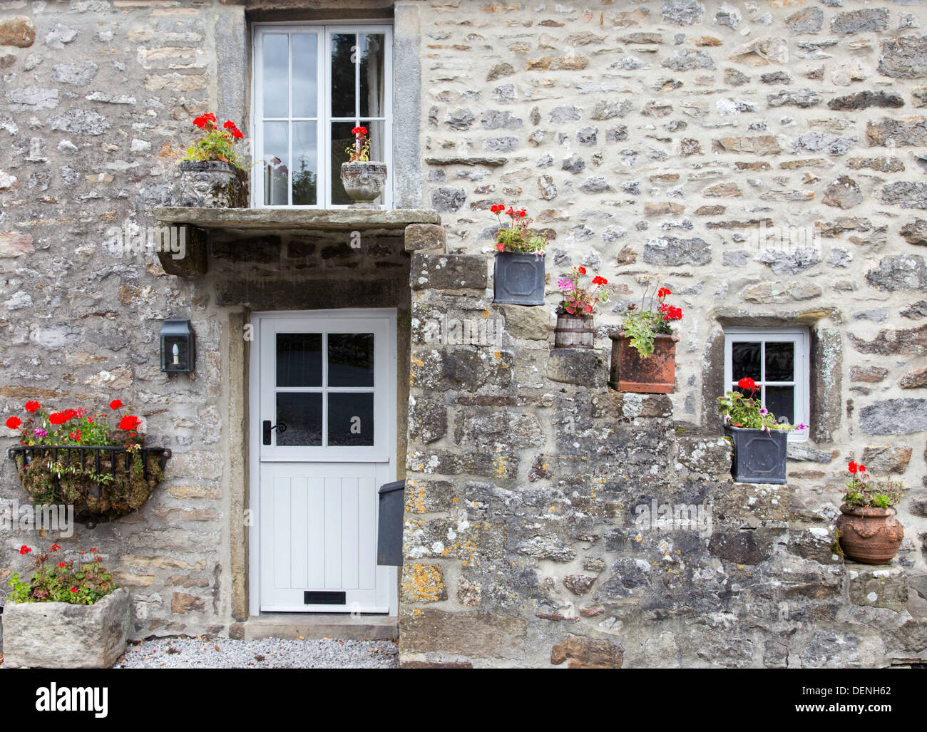 Stone cottage with outside stone steps above entrance door, Yorkshire ...