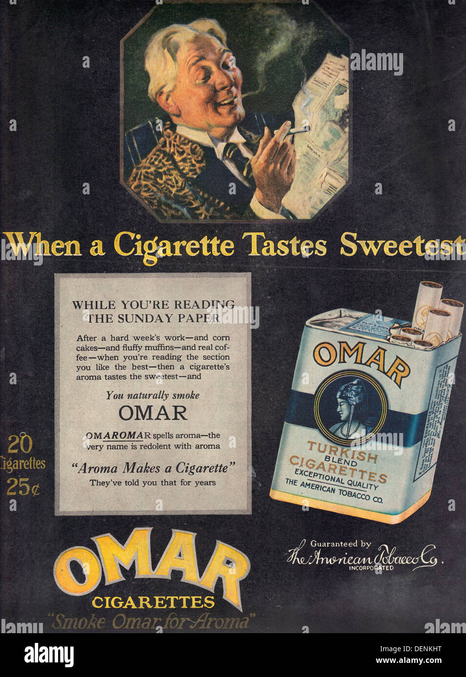 Omar cigarette advertisement, circa 1915 Stock Photo - Alamy
