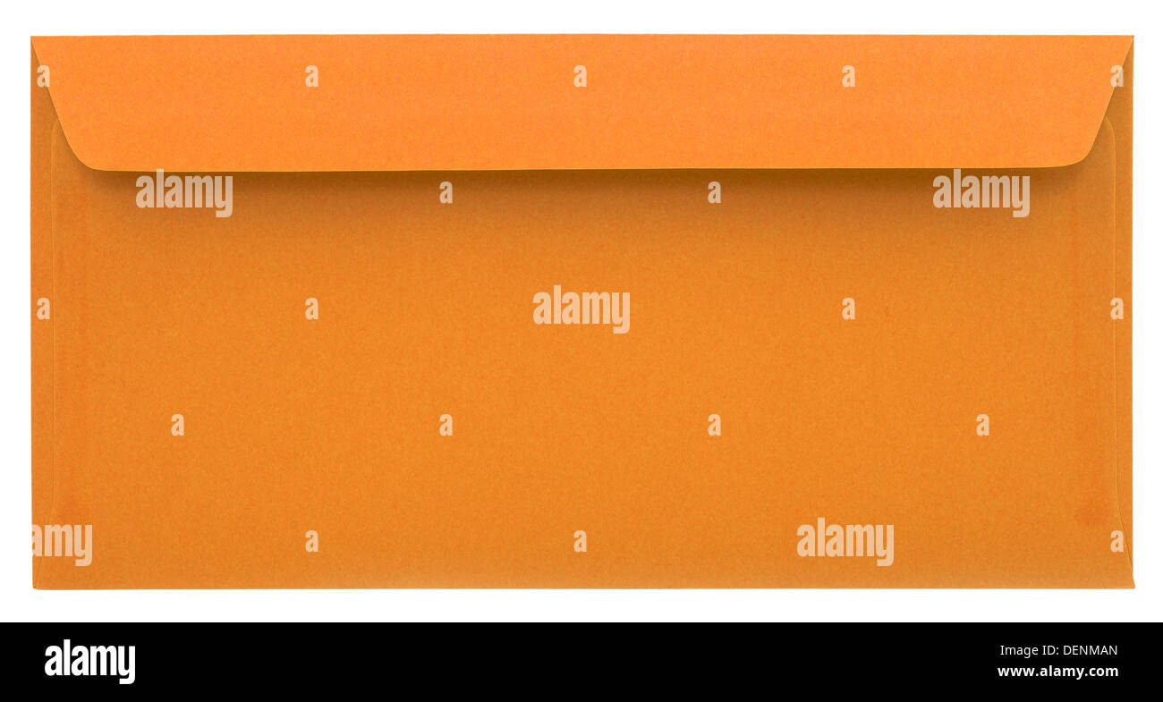 Orange envelope isolated on white background Stock Photo - Alamy