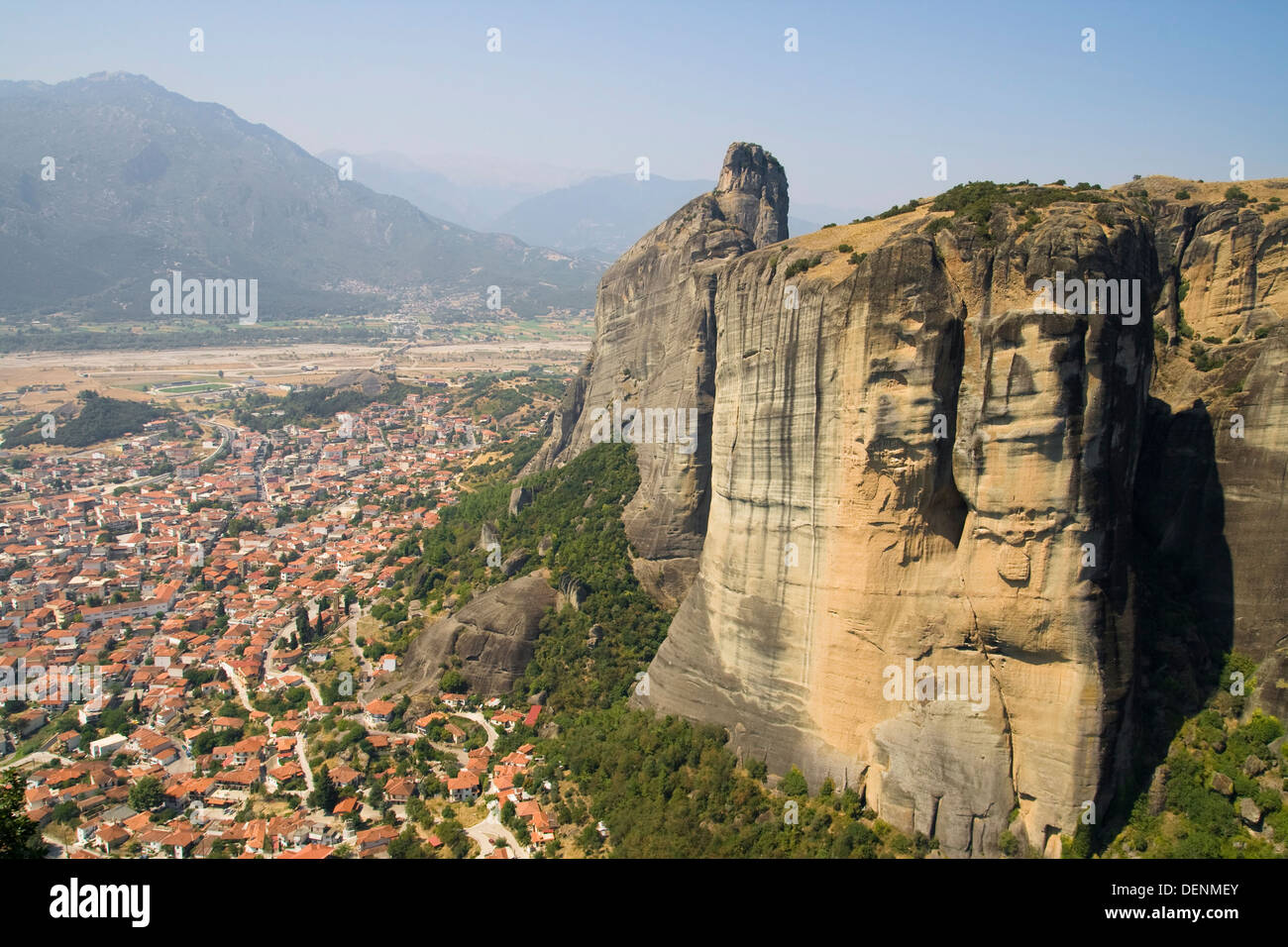 Overview of the town of Kalambaka, at the foot of the Meteora Stock ...
