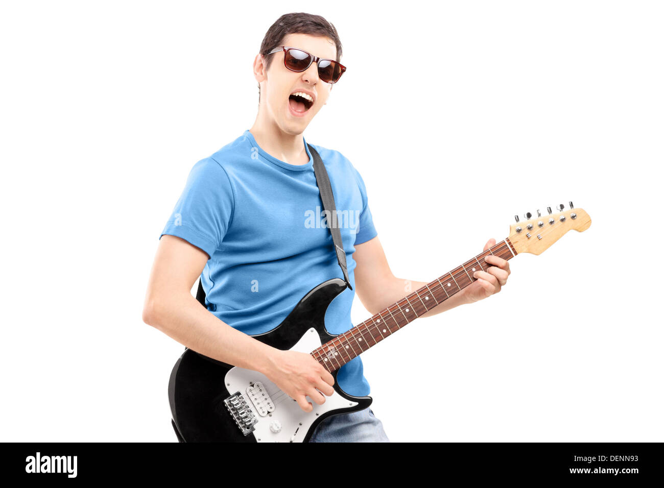 Young man posing electric guitar hi-res stock photography and images ...