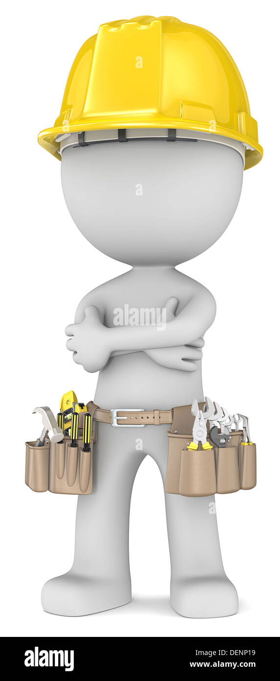 Carpenter handyman in hard Cut Out Stock Images & Pictures - Alamy