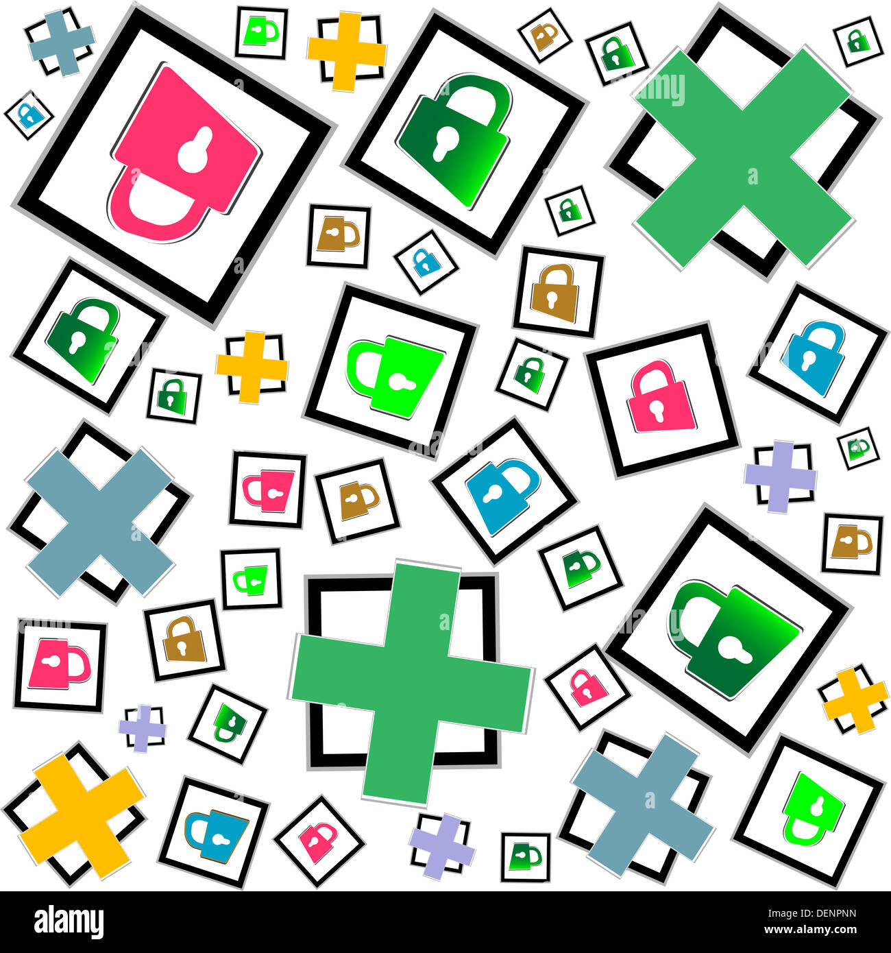 Locks seamless pattern background with black white frame Stock Photo ...