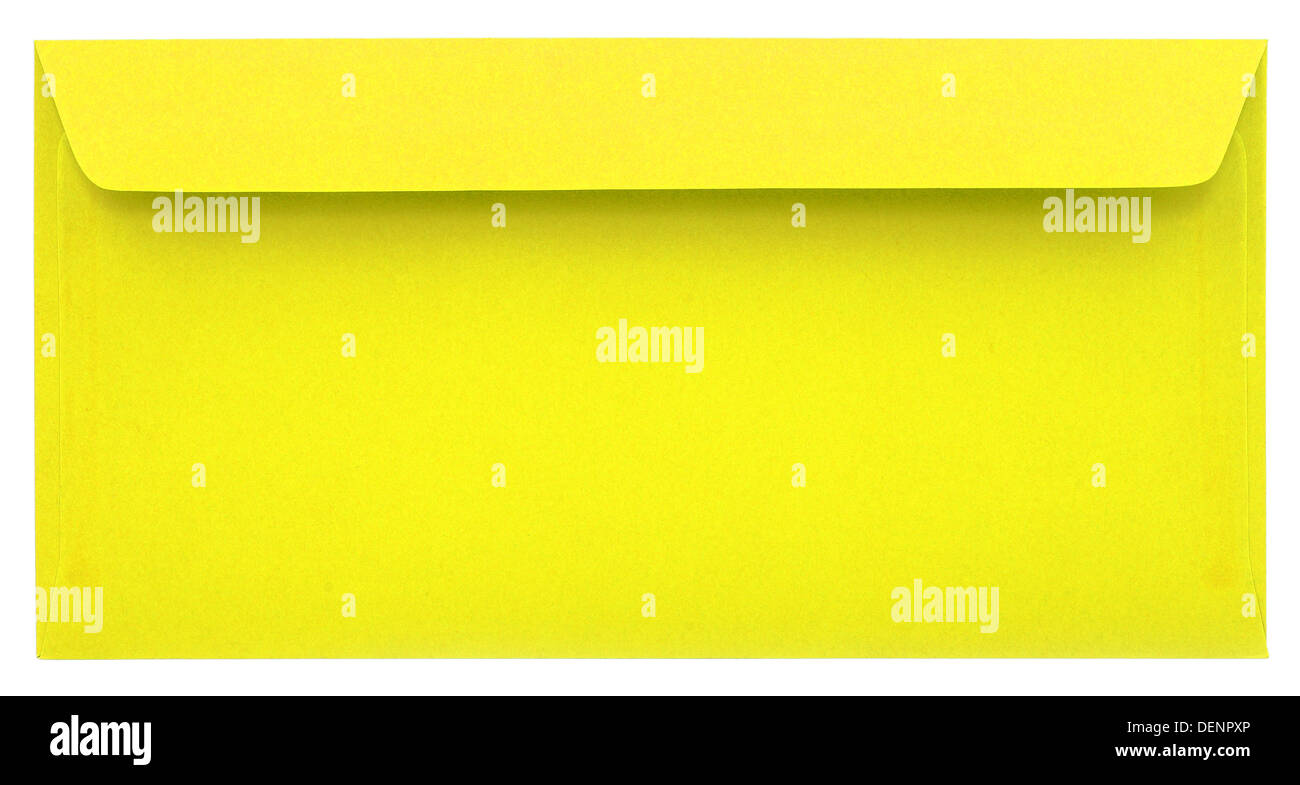 Yellow envelope isolated on white background Stock Photo - Alamy