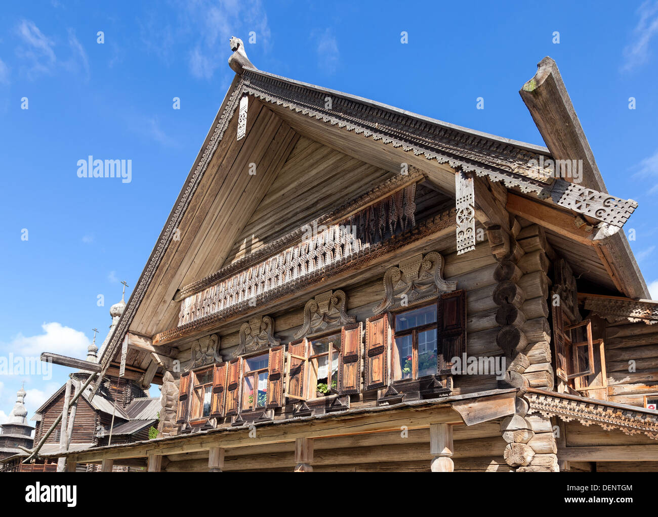 Old wooden house in russian village. Novgorod region, Russia Stock ...