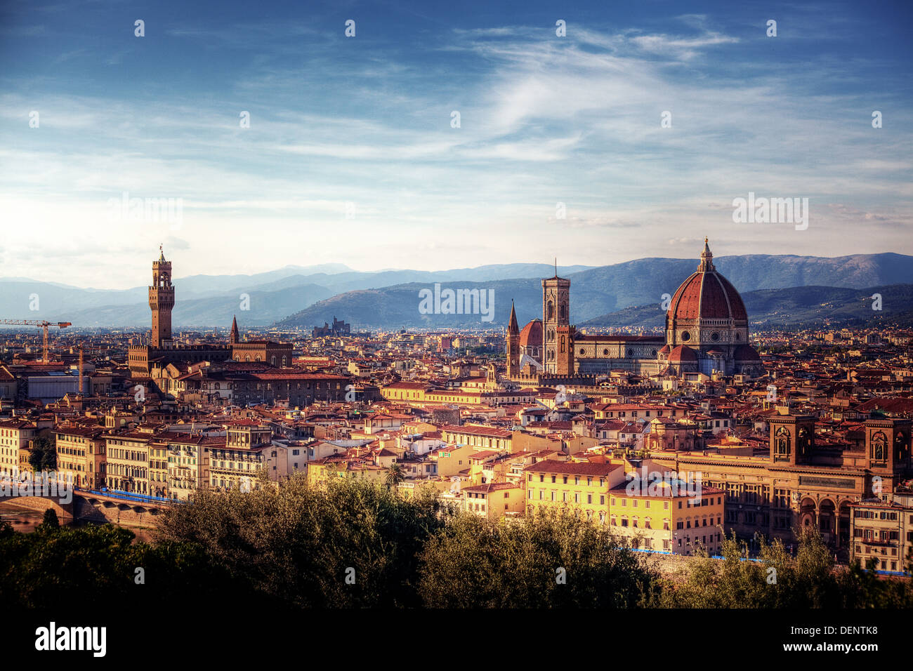 General view of skyline of Florence, Italy with Basilica di Santa Maria ...