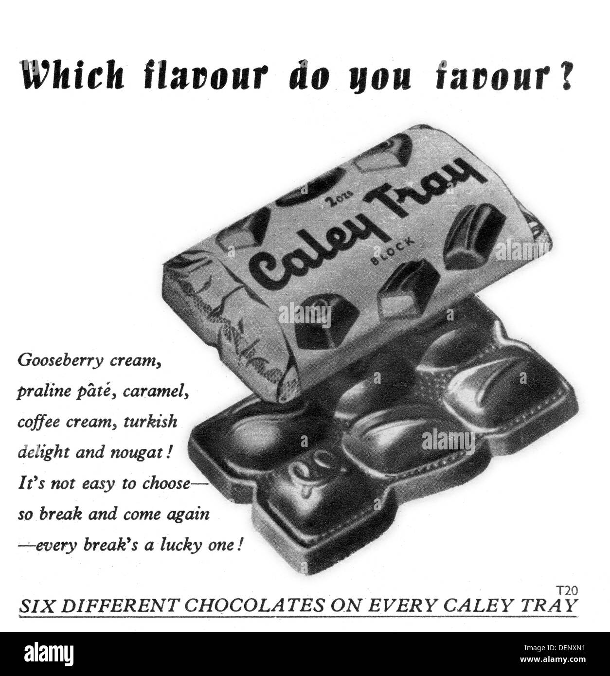 1947 advert for Caley Tray chocolate Stock Photo - Alamy