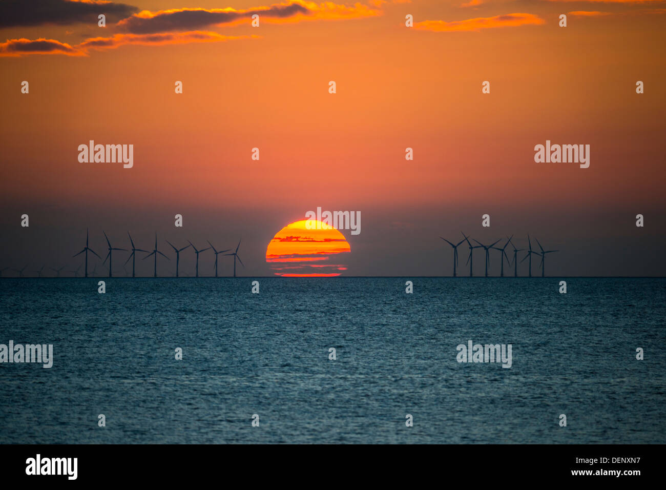sunset over irish sea,cleveleys,lancashire,england,uk,europe Stock ...