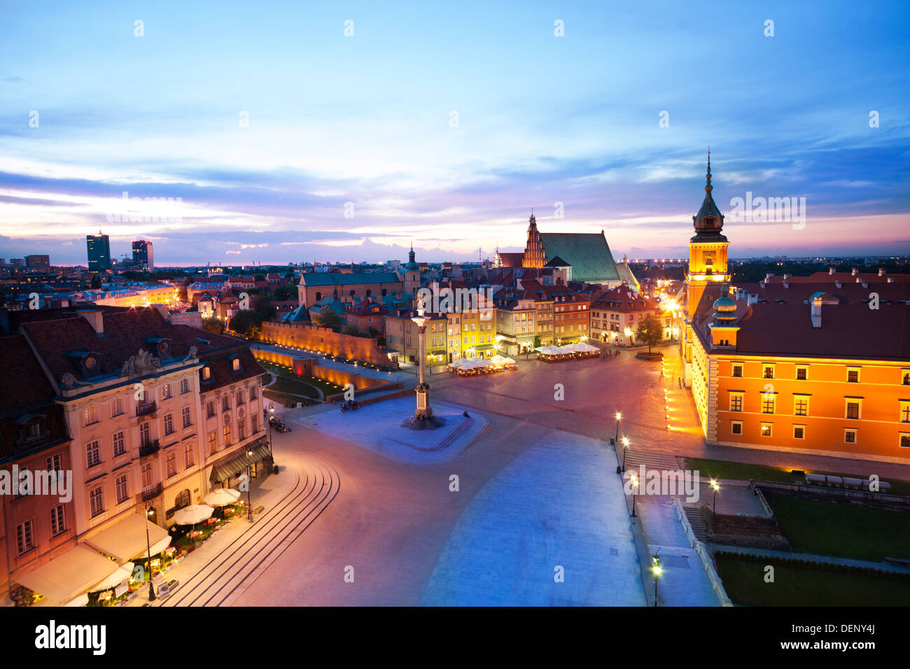 Top view the Plac Zamkowy, Castle square main square of Poland capital ...
