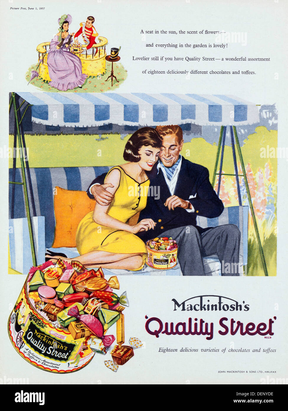 1957 advert for Quality Street chocolates Stock Photo: 60718826 - Alamy