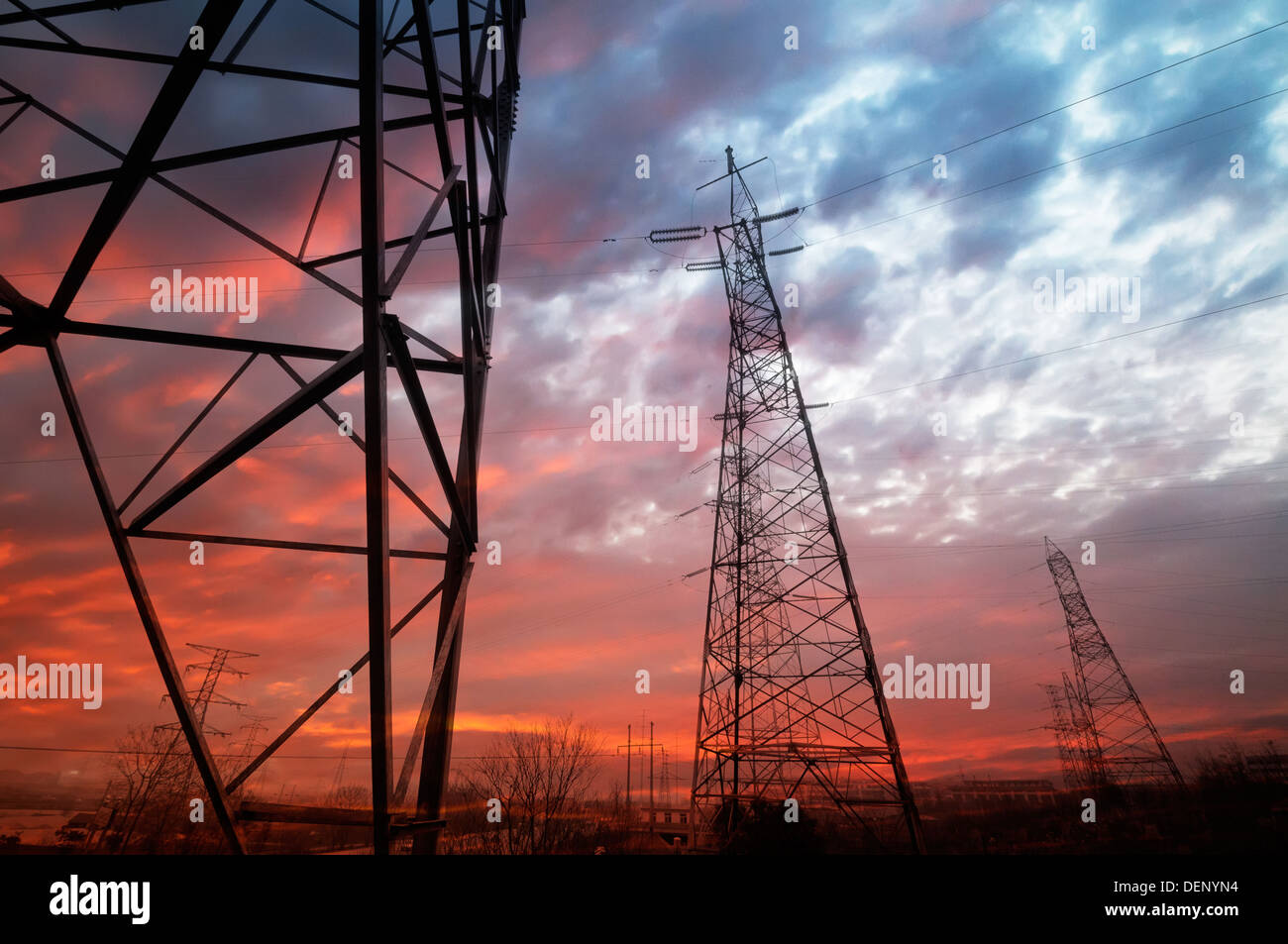 Power tower in the sky background Stock Photo - Alamy