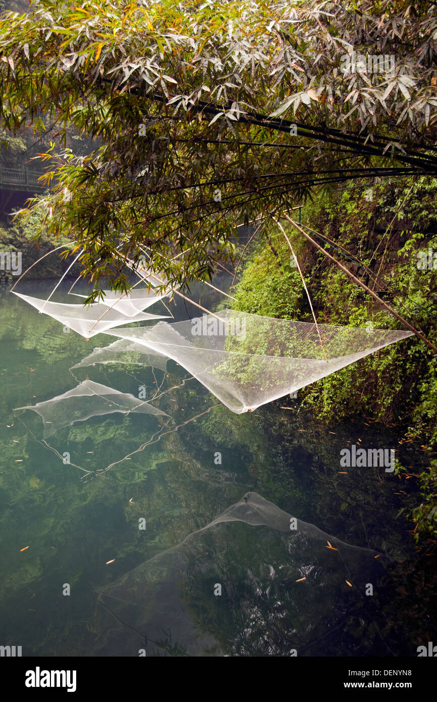 Fishing nets on the Three Gorges, Xiling, China Stock Photo - Alamy