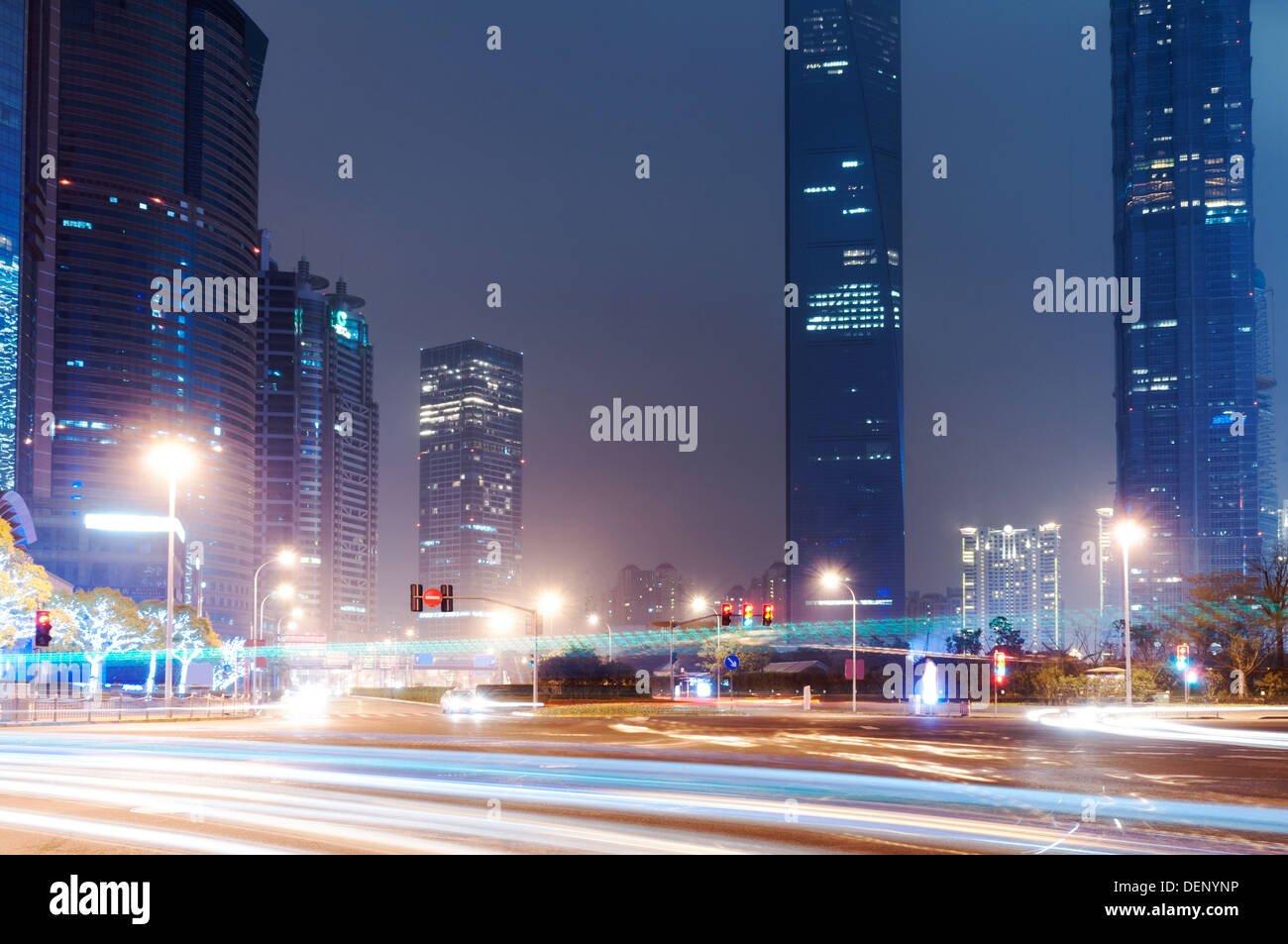 Shanghai Lujiazui Finance & Trade Zone modern city night background ...