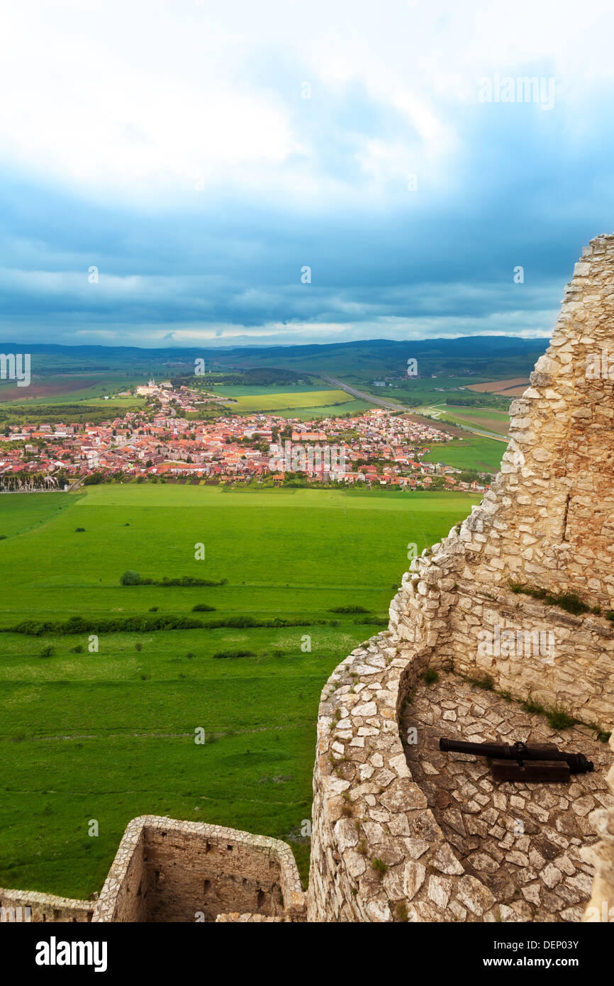 Spis hrad view from the walls and tower of castle in Slovakia with ...