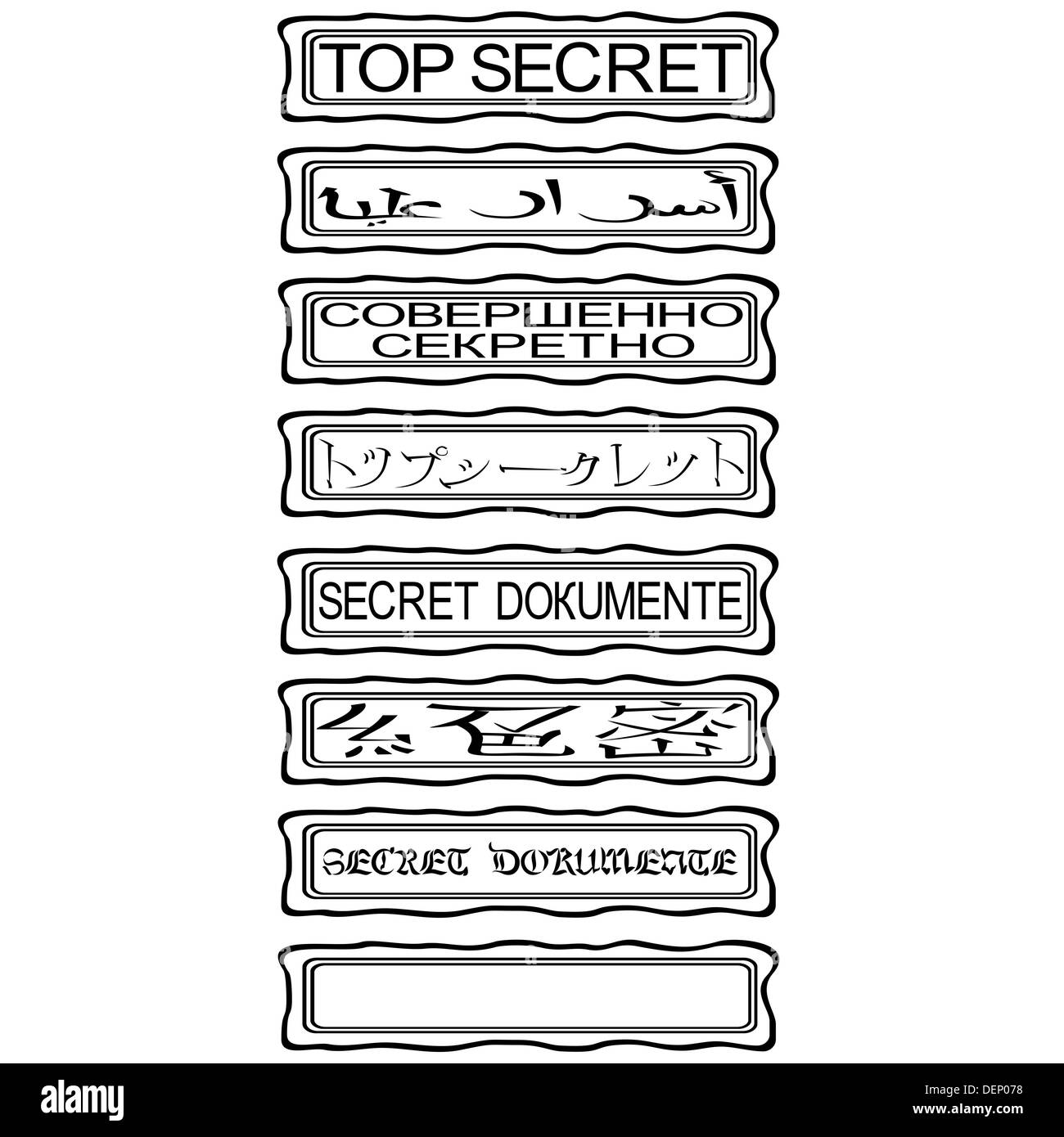 Reprints Print "Top Secret" in different languages. The illustration on ...