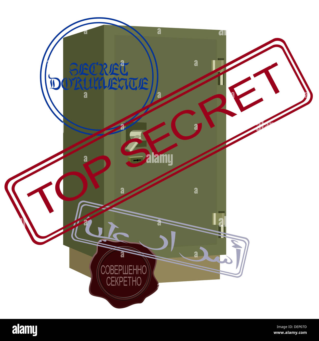 Bank safe and print with the words "Top Secret." The illustration on a ...
