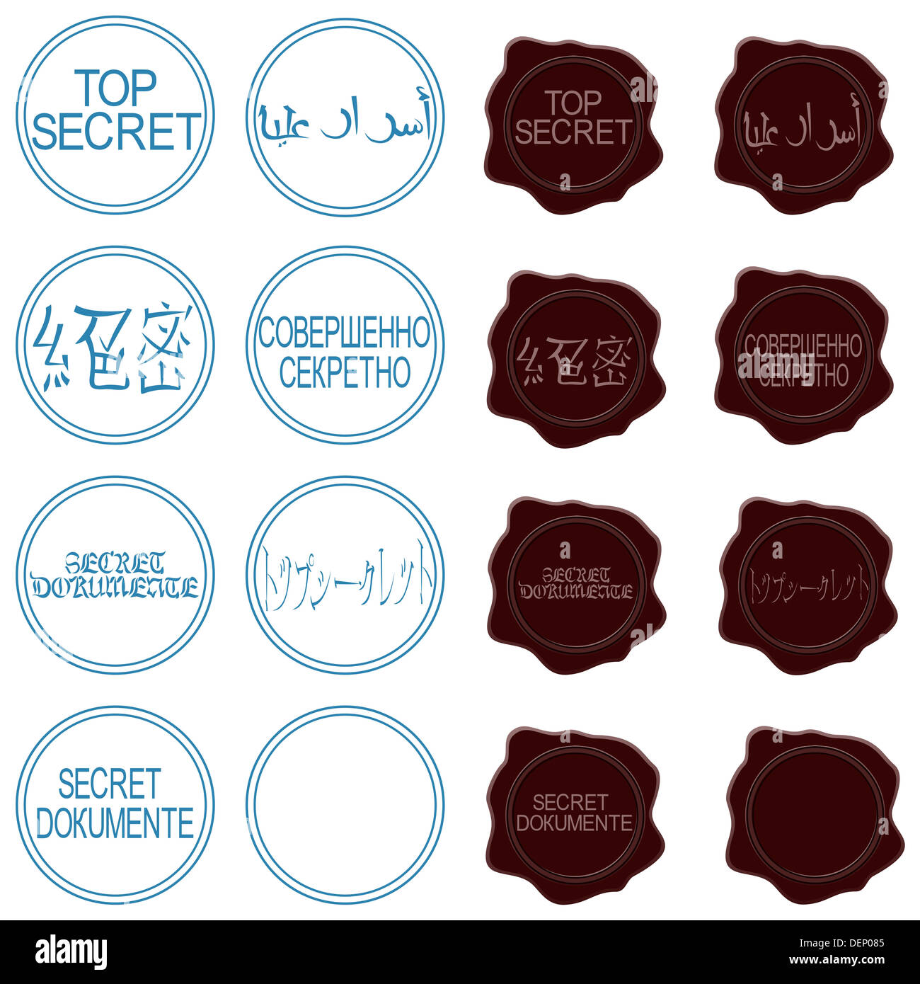 Reprints Print "Top Secret" in different languages. The illustration on ...