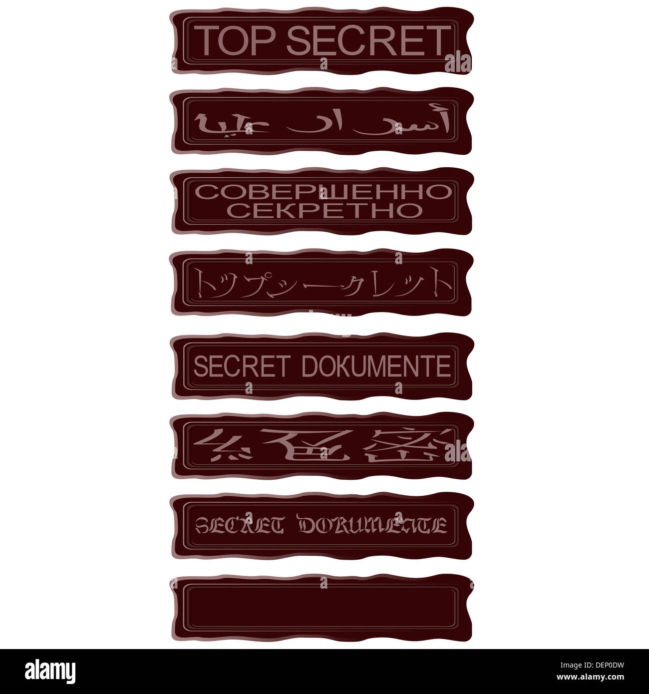 Reprints Print "Top Secret" in different languages. The illustration on ...