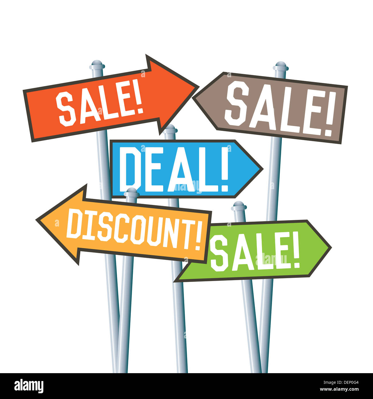 Vector illustration of several sale discount deal signs Stock Photo - Alamy